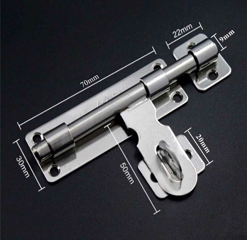 4" 6" 8" Door Lock Catch Bolt Latch Padlock Clasp High Quality Silver ...