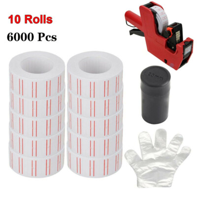 10 Rolls 6000Pcs White Price Gun Labels Price Tag stickers Refill mx ...