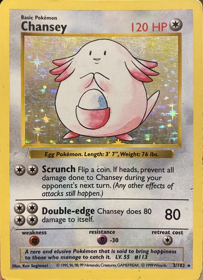 Pokémon TCG Chansey Base Set (Shadowless) 3/102 Holo Rare | eBay