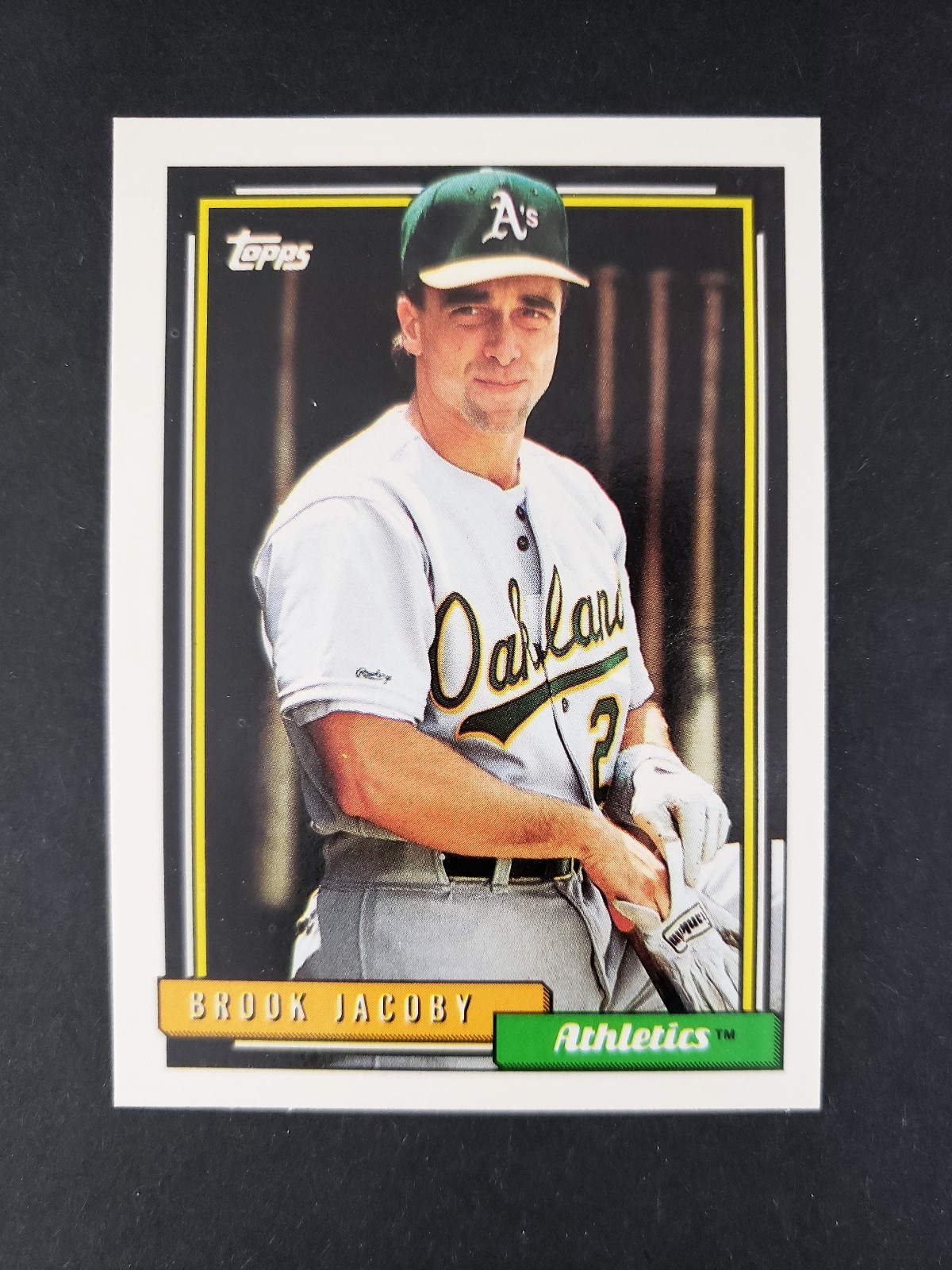 1992 Topps Brook Jacoby Oakland Athletics NN & NoBio #606 Baseball Card ...