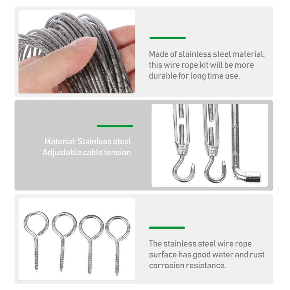 Stainless Steel Wire Rope Wire Rope Tensioner Kit Steel Wire Rope Kit ...