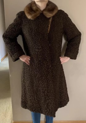 Vintage KARAKUL & Mink Collar Chocolate Brown Andrea Toronto Fur Coat ...