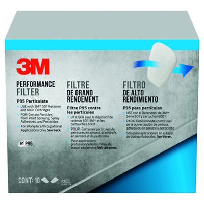 10 PAK 3M 10PK P95 Particulate Filter. Use with 5000 Series respirators ...