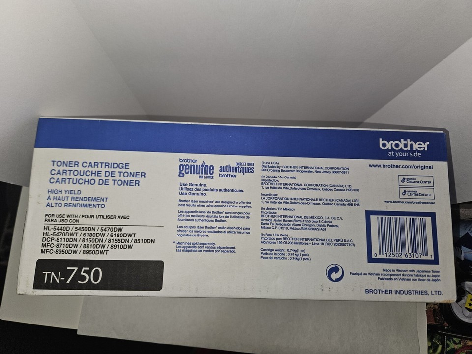 Brother TN750 Black High-yield Mono Laser Toner 8,000 Pages, NEW IN ...