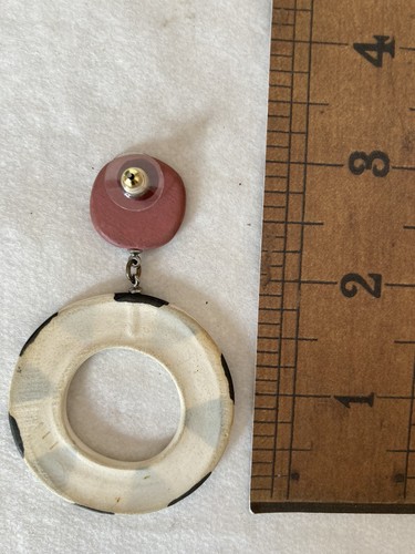 Vintage 80s Izwin Chicago ceramic dangle earrings New Wave circular ...
