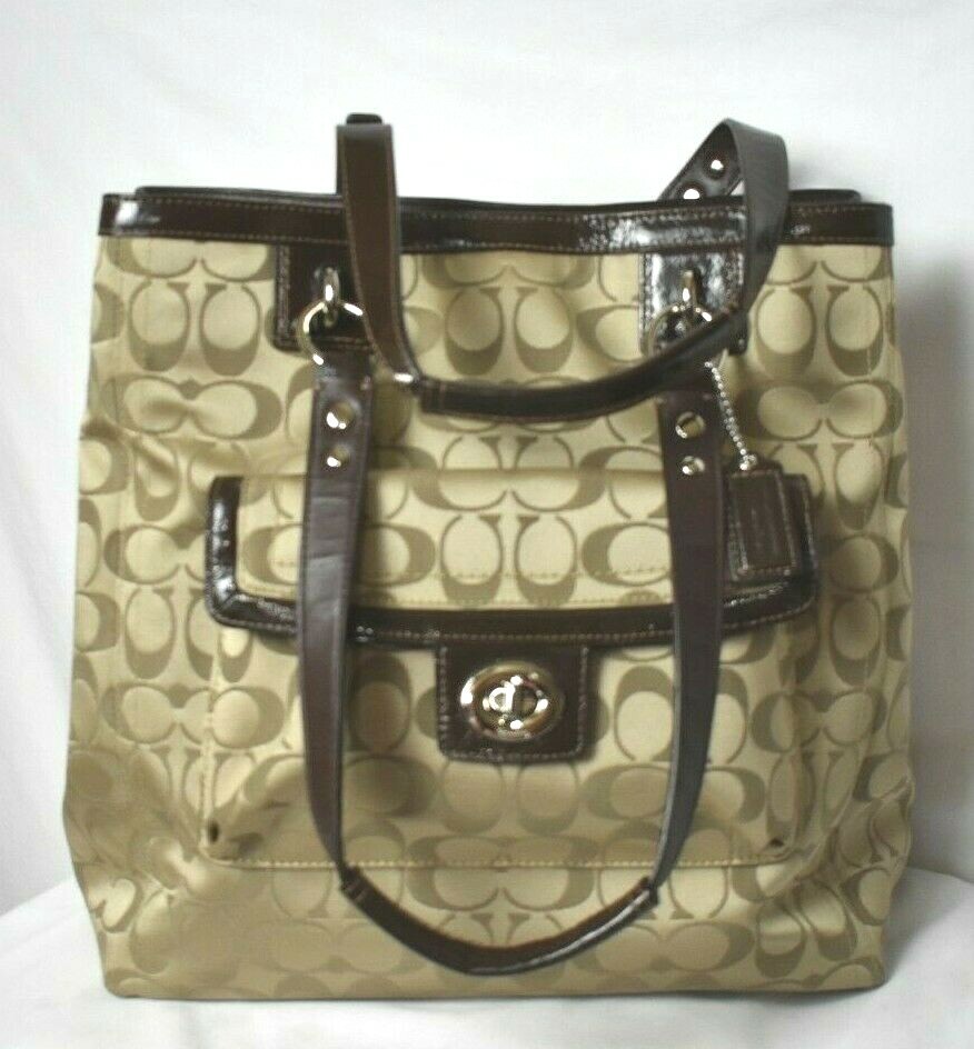 Coach Tan and Brown Leather Signature Purse F 19262 - Gem
