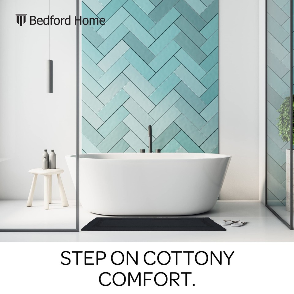 Reversible Long Bath Mat - 60x24-Inch Plush Cotton Bathroom Runner ...