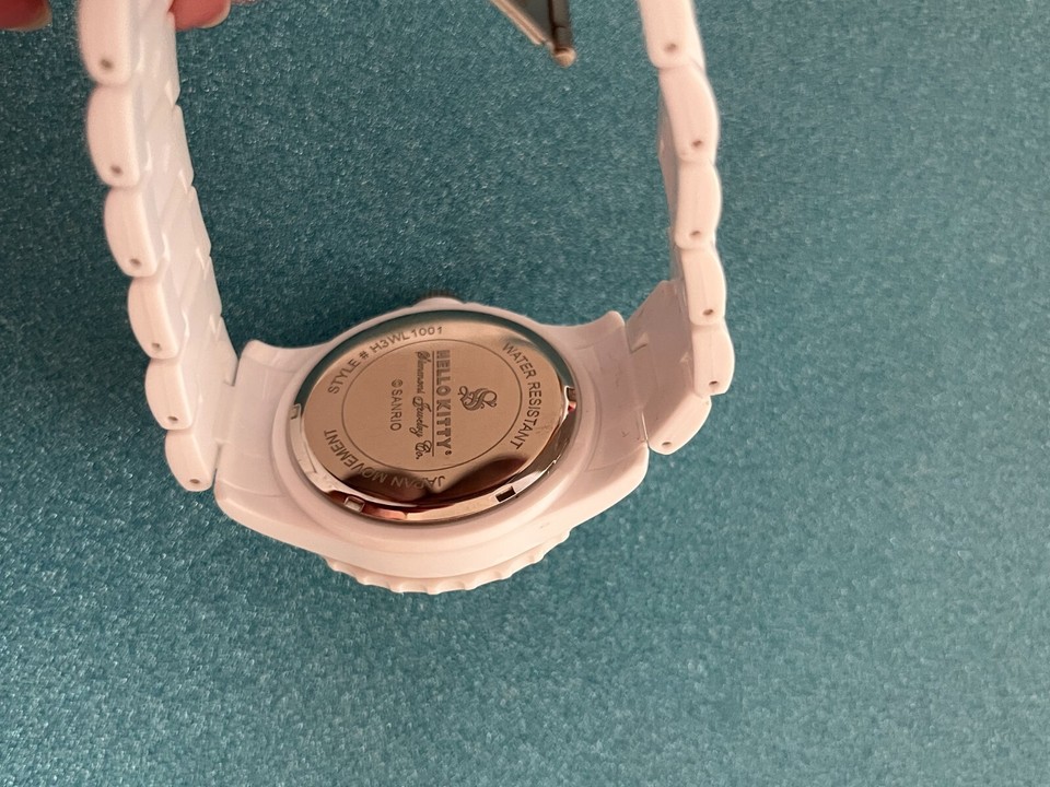 HELLO KITTY SANRIO WHITE CERAMIC VINTAGE (JAPAN MOVEMENT) WATCH -RARE ...