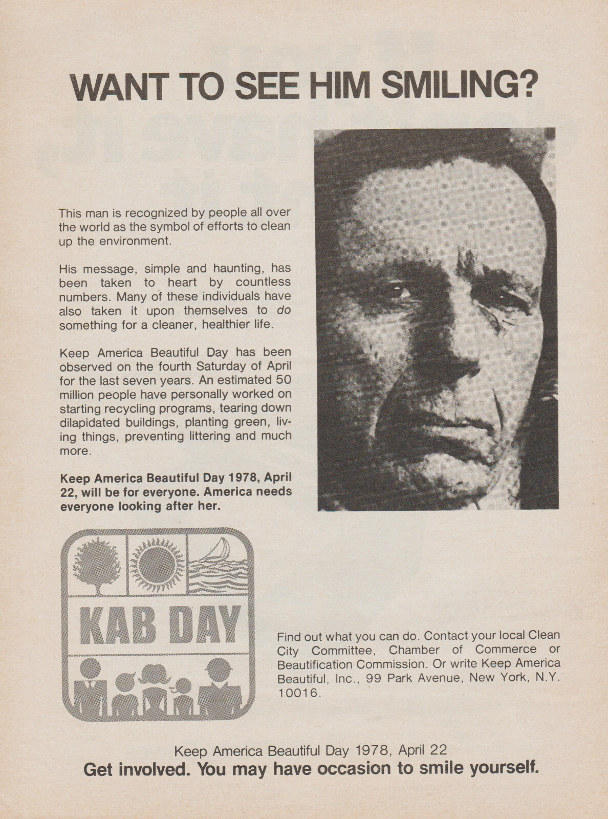 1978 Keep America Beautiful - Iron Eyes Cody - "Crying Indian" - Print ...