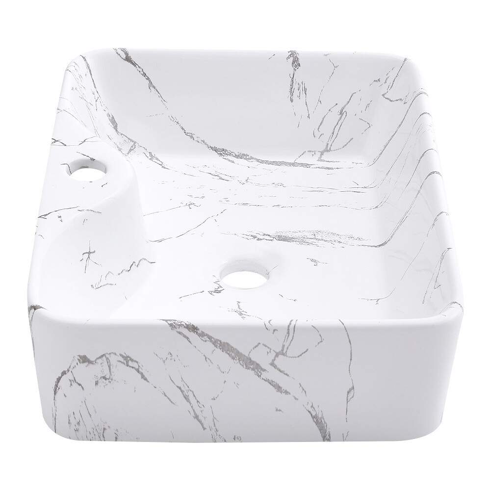 Large 480mm Counter Top Rectangle Bowl Basin Cloakroom Bathroom Marble ...