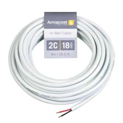 Armacost Lighting 24 ft. (8 m) 18 AWG/2C White In-Wall Cable | eBay