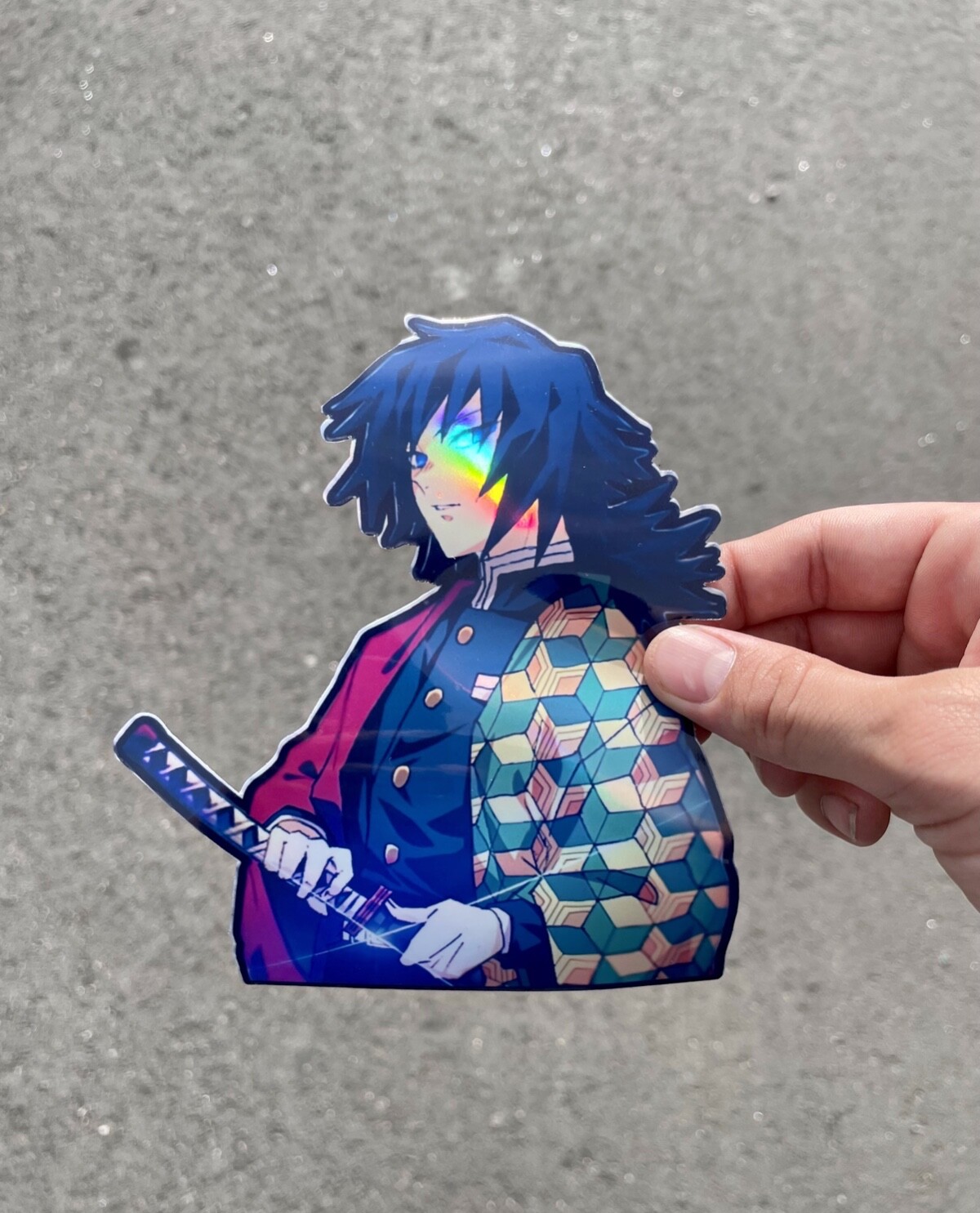Giyu Tomioka Car Peeker Sticker Holographic| Anime Car Peeker Stickers ...