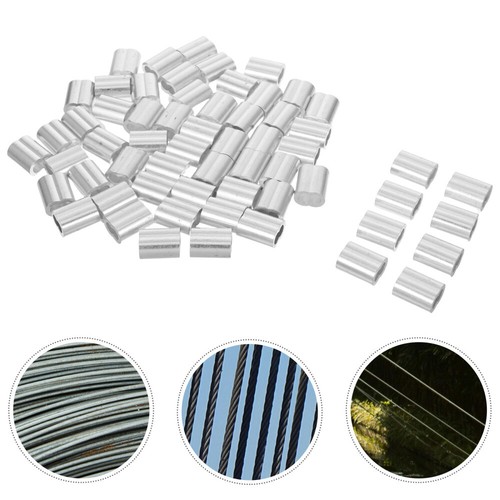 60 PCS Steel Cable Pressed Aluminum Clip Wire Rope Stop Sleeve Crimping ...