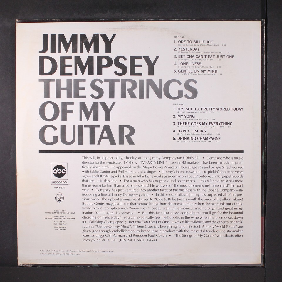 JIMMY DEMPSEY: the strings of my guitar ABC 12" LP 33 RPM Sealed | eBay