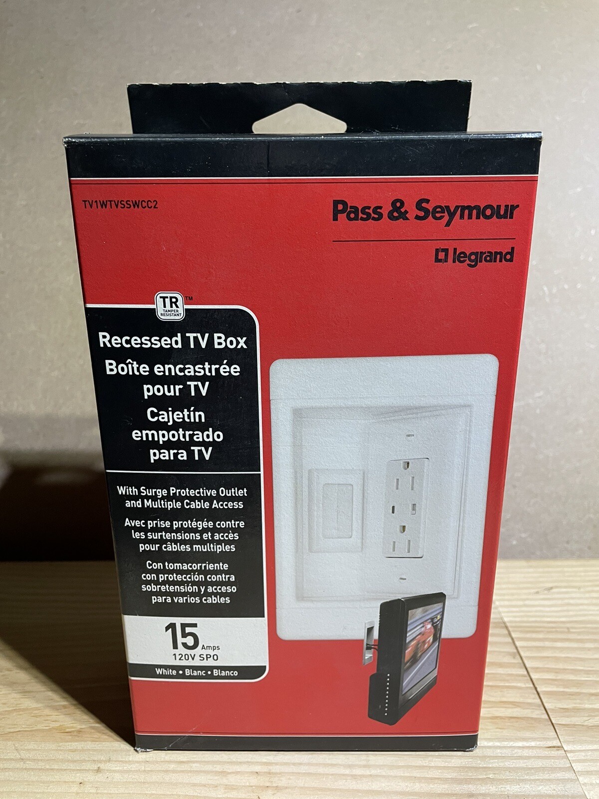 Legrand Pass & Seymour Recessed TV Wall Box TV1WTVSSWCC2 White for sale ...