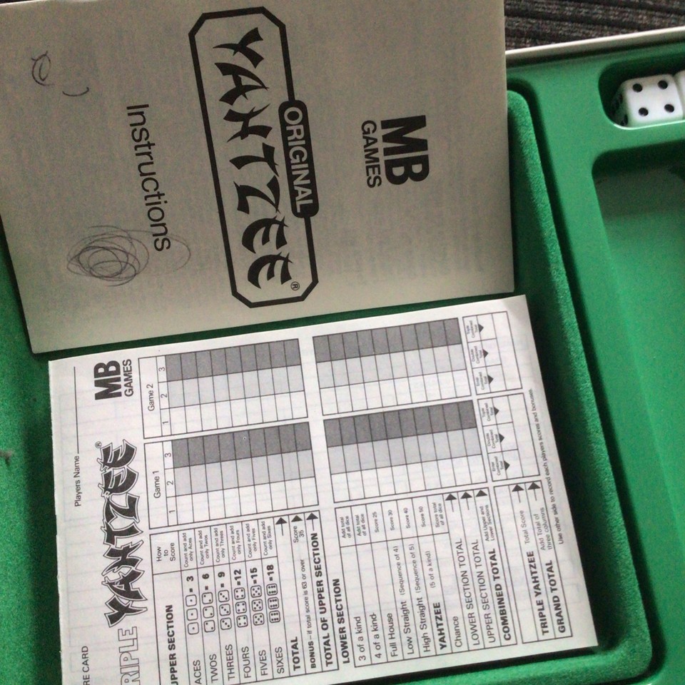 Milton Games Vintage 1982 Original Yahtzee Dice Game Score Pad Cup ...
