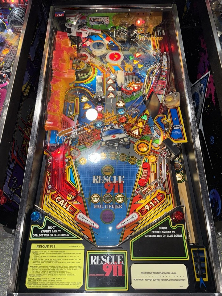 Rescue 911 Pinball Machine Gottlieb 1994 LEDS Orange County Pinballs ...
