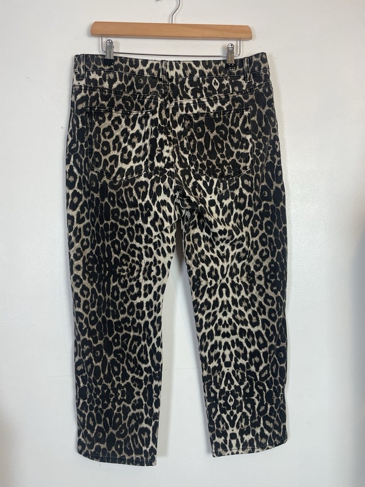 Next Leopard Print Straight Mid Rise Jeans - sz 14 Petite Short | eBay