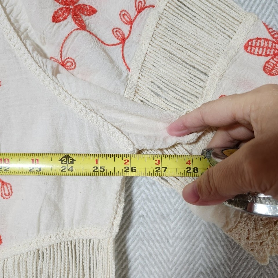 Anthropologie Crocheted Embroidered Cream and Coral Color XL Tunic | eBay