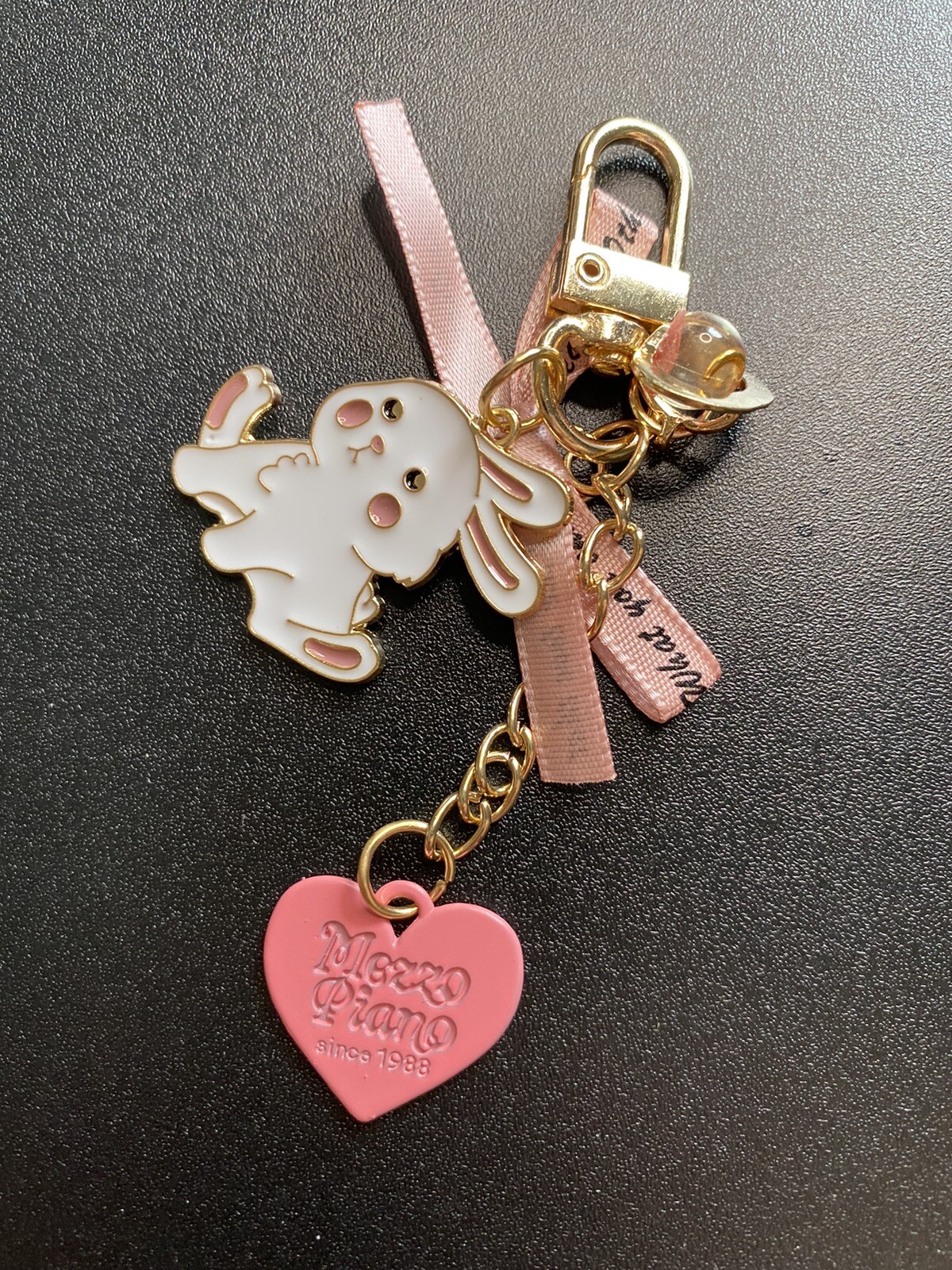 Bunny Rabbit Cupcake bag charm Keychain key ring key fob Pink Bow Gold ...