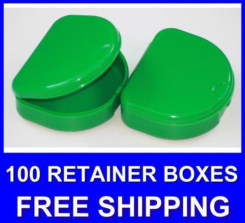 100 Green Denture Retainer Box Orthodontic Dental Case Mouth Bleach ...