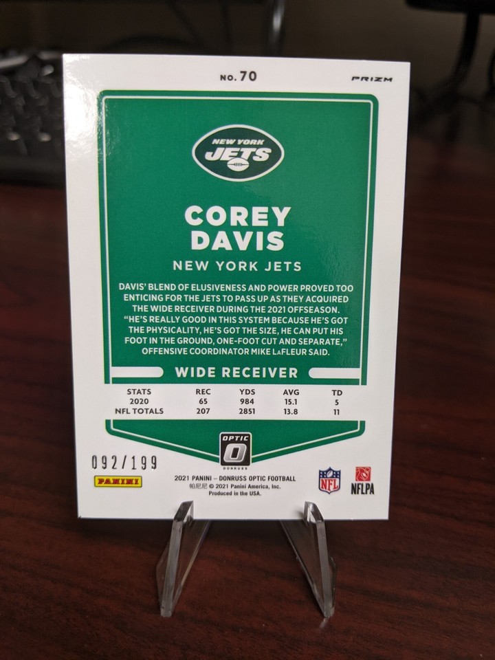 2021 Donruss Optic Corey Davis JETS WR Orange Prizm #/199 | eBay