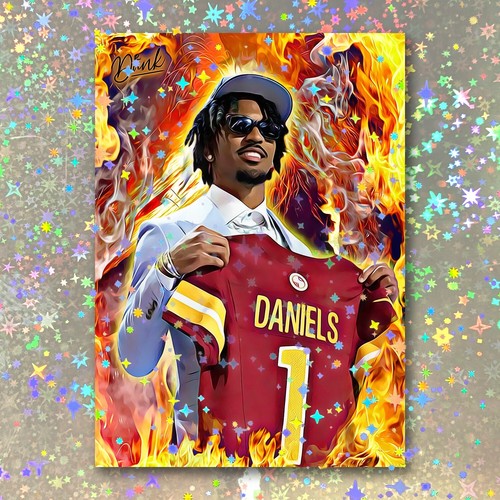 Jayden Daniels Holographic Hot Pick Sketch Card Limited 1/5 Dr. Dunk ...