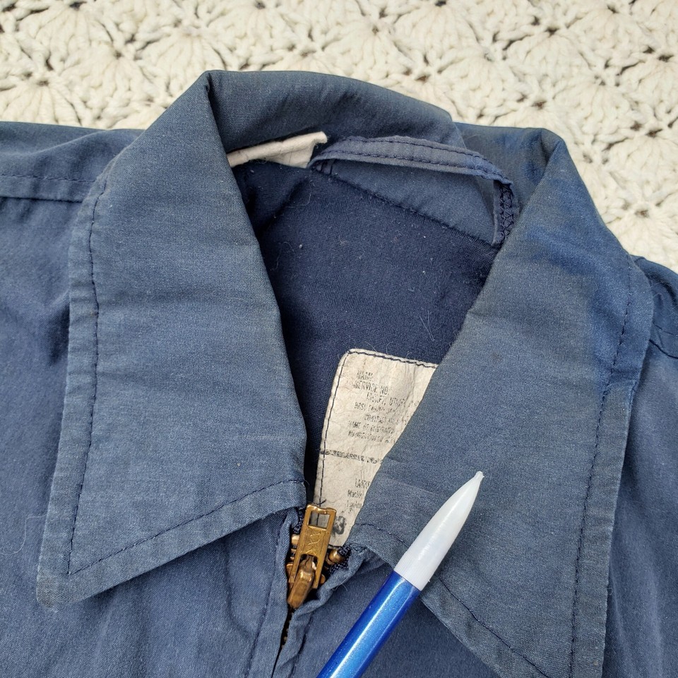Vtg US Navy USN Utility Deck Jacket Blue Full Zip Lined Distressed - 38 ...