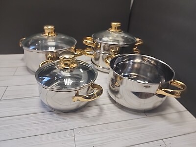 Cuisine Cookware Command Performance Gold Pots With Lids Set | eBay
