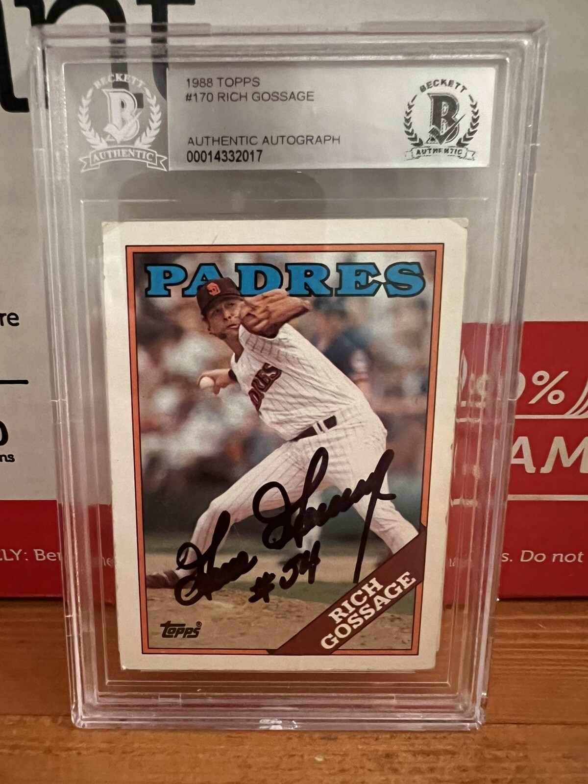 RICH GOOSE GOSSAGE 1988 Topps #170 Padres HOF Signed Auto Beckett BAS ...