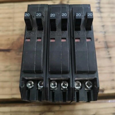 3 Square D QOT2020CP 2-20A 120/240 VAC Single-Pole Tandem Circuit ...
