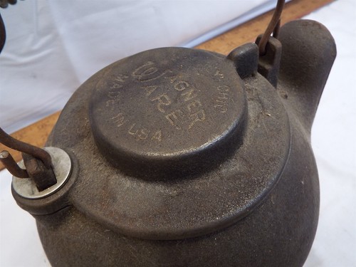 Cast Iron Wagner Ware Teapot Small Tea Kettle Pot Wire Handle Sidney ...