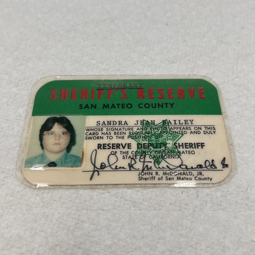 Vintage 1981 San Mateo County Sheriff's Reserve ID Card California | eBay