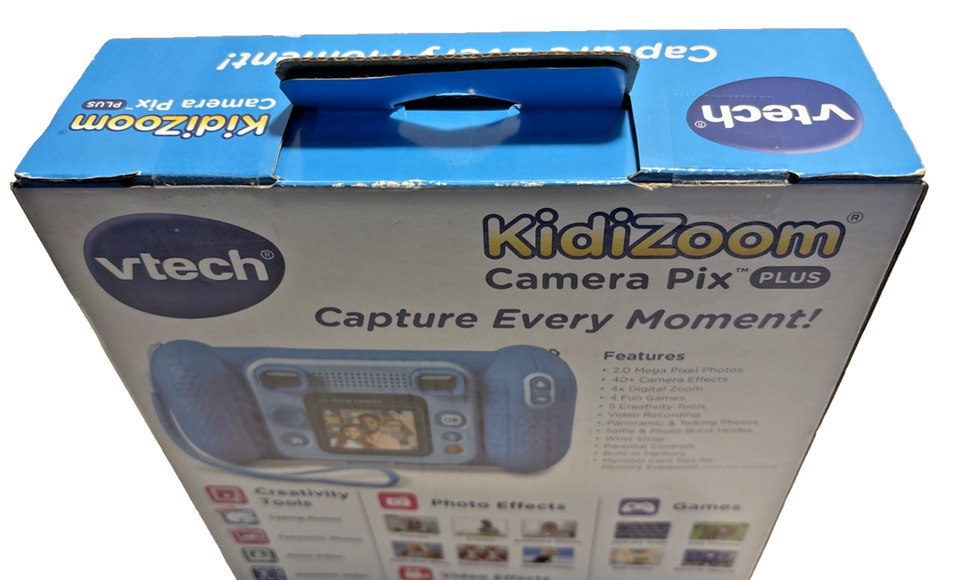 VTech KidiZoom Camera Pix Plus, Blue 4x Zoom, 40+ Camera Effects, Games ...