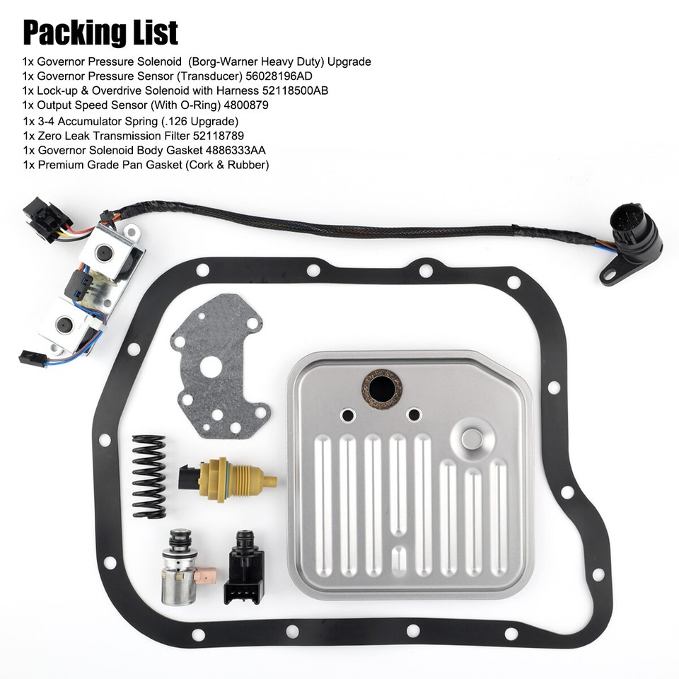 A518 46RE 48RE Transmission Filter Kit w/Solenoid & Sensor For Dodge ...