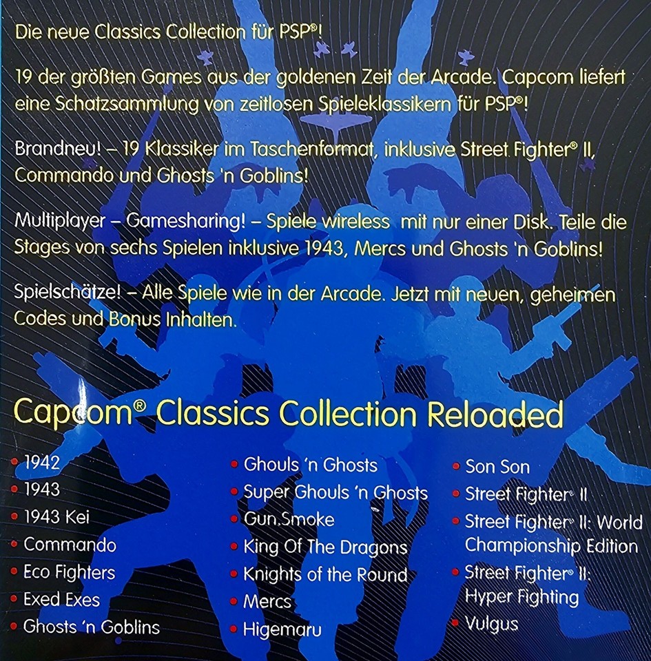 Sony Psp Retro Collection Capcom Classic Reloaded Ghouls Ghosts 1943 ...