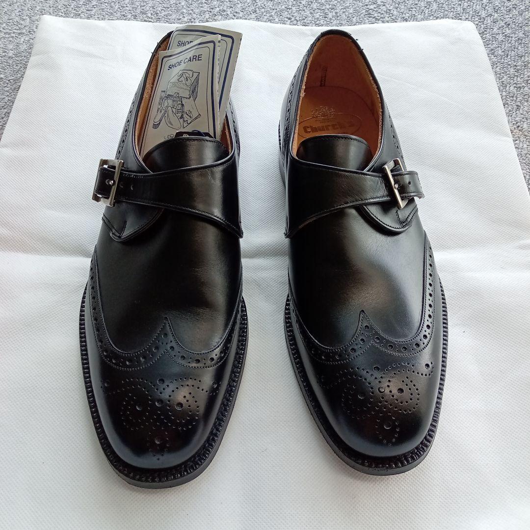 Church's Monk Strap Black Brogue Leather Wing Tip US7… - Gem