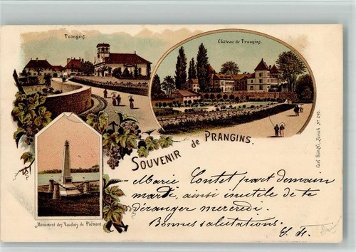 13702395 - Prangins Lithographie Schloss Chateau Monument des Vaudois ...