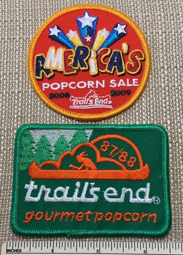 2 TRAILS END Boy Scouts of America Popcorn Sale PATCHES BSA Uniform ...