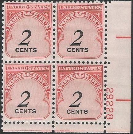 Plate Block of 4 stamps - Scott J90 - 2 cent - Postage Due - 1959 - MNH ...