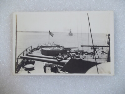 SHIP RPPC REAL PHOTO POSTCARD: U. S. S. BATTLESHIP Back Deck ,with Ship ...