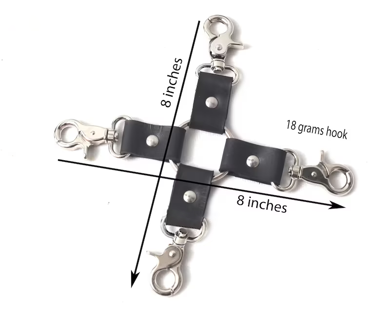 Real Cow Leather Hog Tie 8" four way Pin Connector BDSM Cuffs With Snap ...
