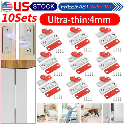 10 Sets Ultra-thin Invisible Punch-Free Magnetic Door Cabinet Closer ...