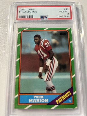 1986 Topps Fred Marion PSA 8 card # 42 NM-MT New England Patriots Miami ...