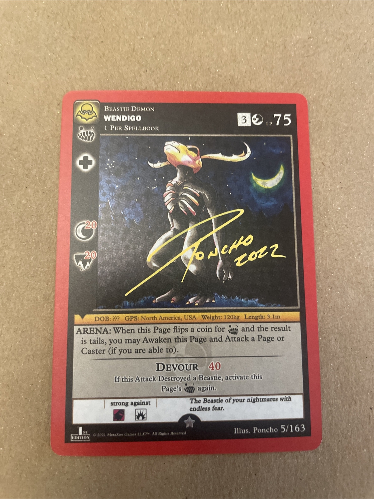 Wendigo Full Holo Metazoo Nightfall 1st Edition - NM/M - PONCHO AUTO ...