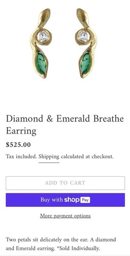 Janie K 14k Diamond Emerald Marquis Breathe Earring Single $525 Roseark ...