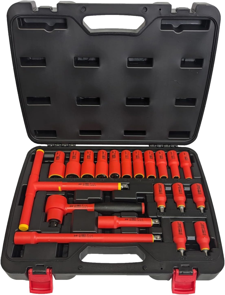 1000V Insulated SAE Socket Set 20 Piece 3/8" Drive 5 Hex Bits US ONLY ...