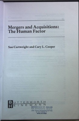 Mergers and Acquisitions: The Human Factor. Cartwright, Sue and Cary L ...