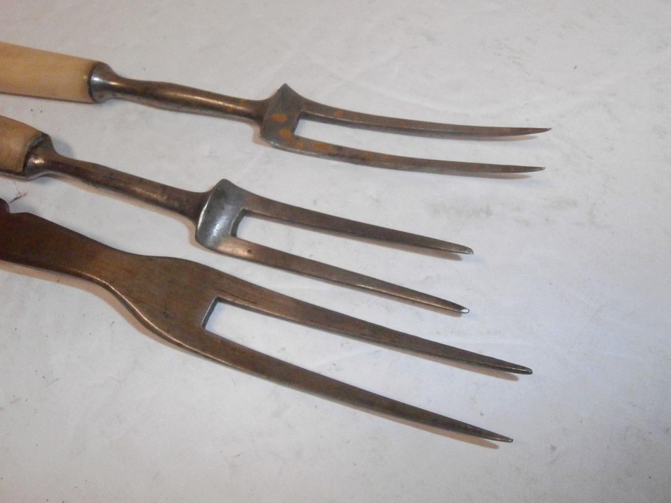 11 PC CIVIL WAR ERA UTENSILS ANTLER FLATWARE 2 & 3 TINE FORKS ...
