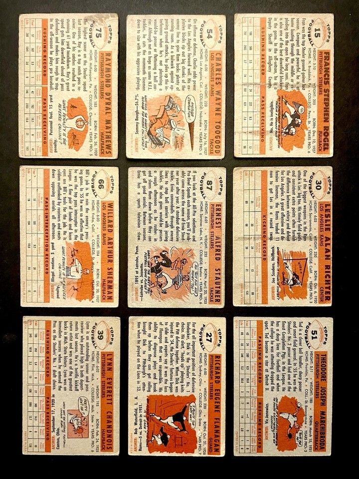 1956 Topps Football Lot of 9 Cards! Vintage NFL Cards! Low-Grade ...
